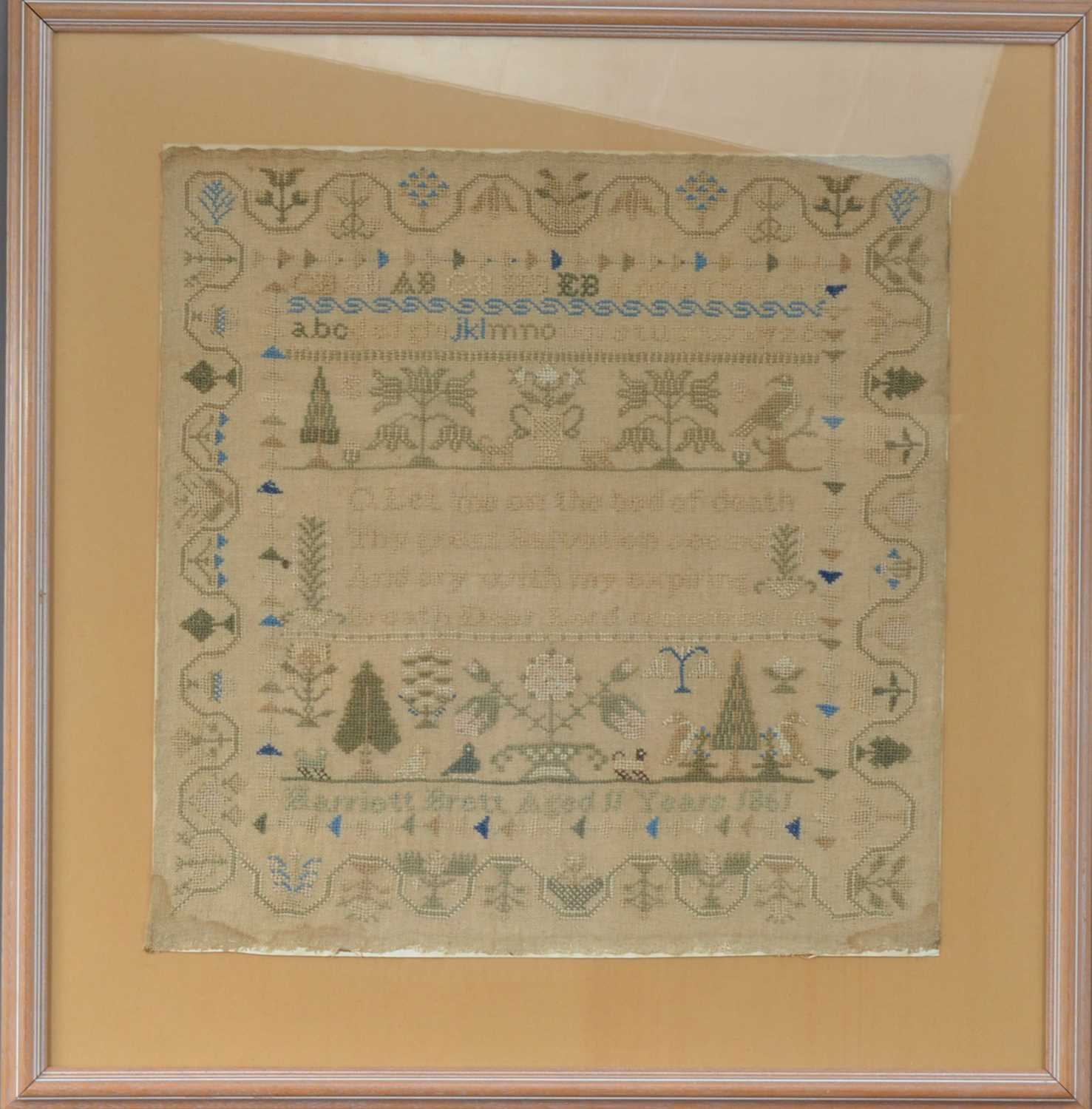 Lot 380 - A Victorian framed sampler,