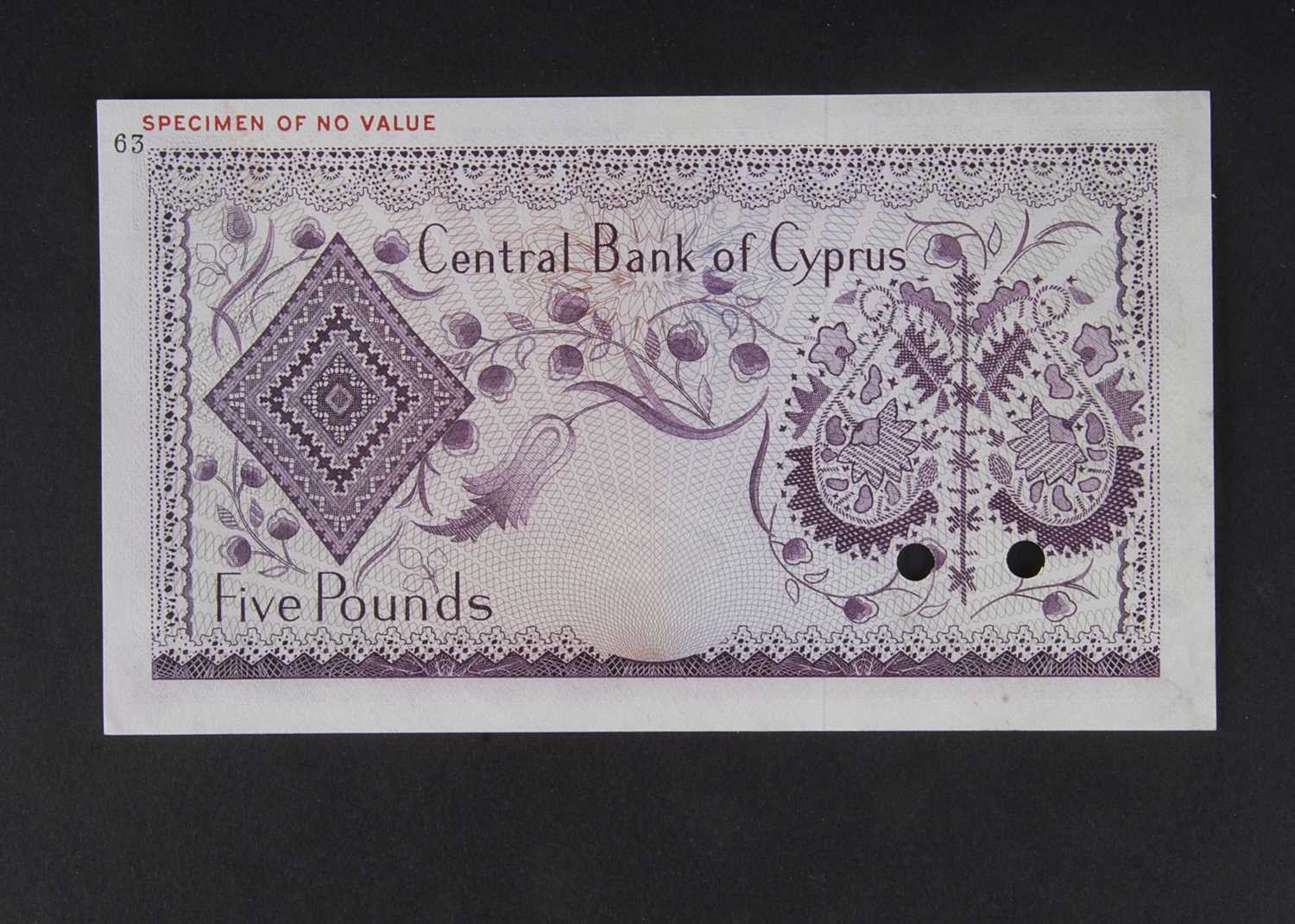 Lot 65 - Specimen Bank Note: Central Bank of Cyprus