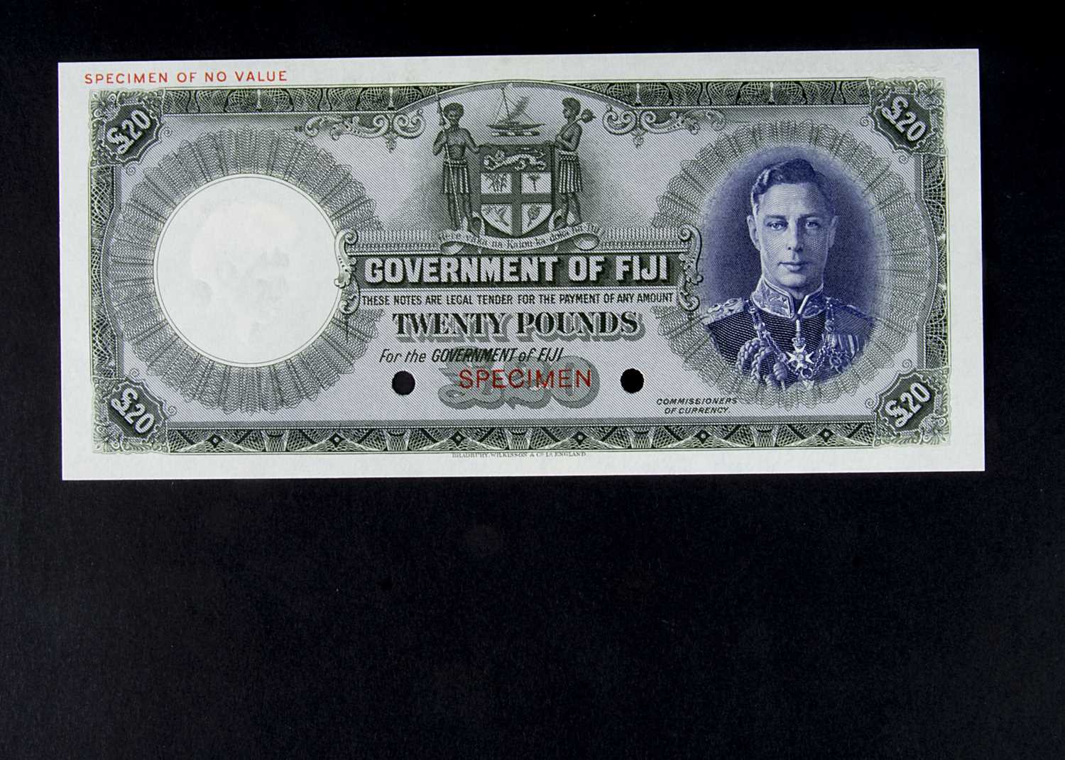 Lot 85 - Specimen Bank Note: Fiji specimen 20 Pounds,