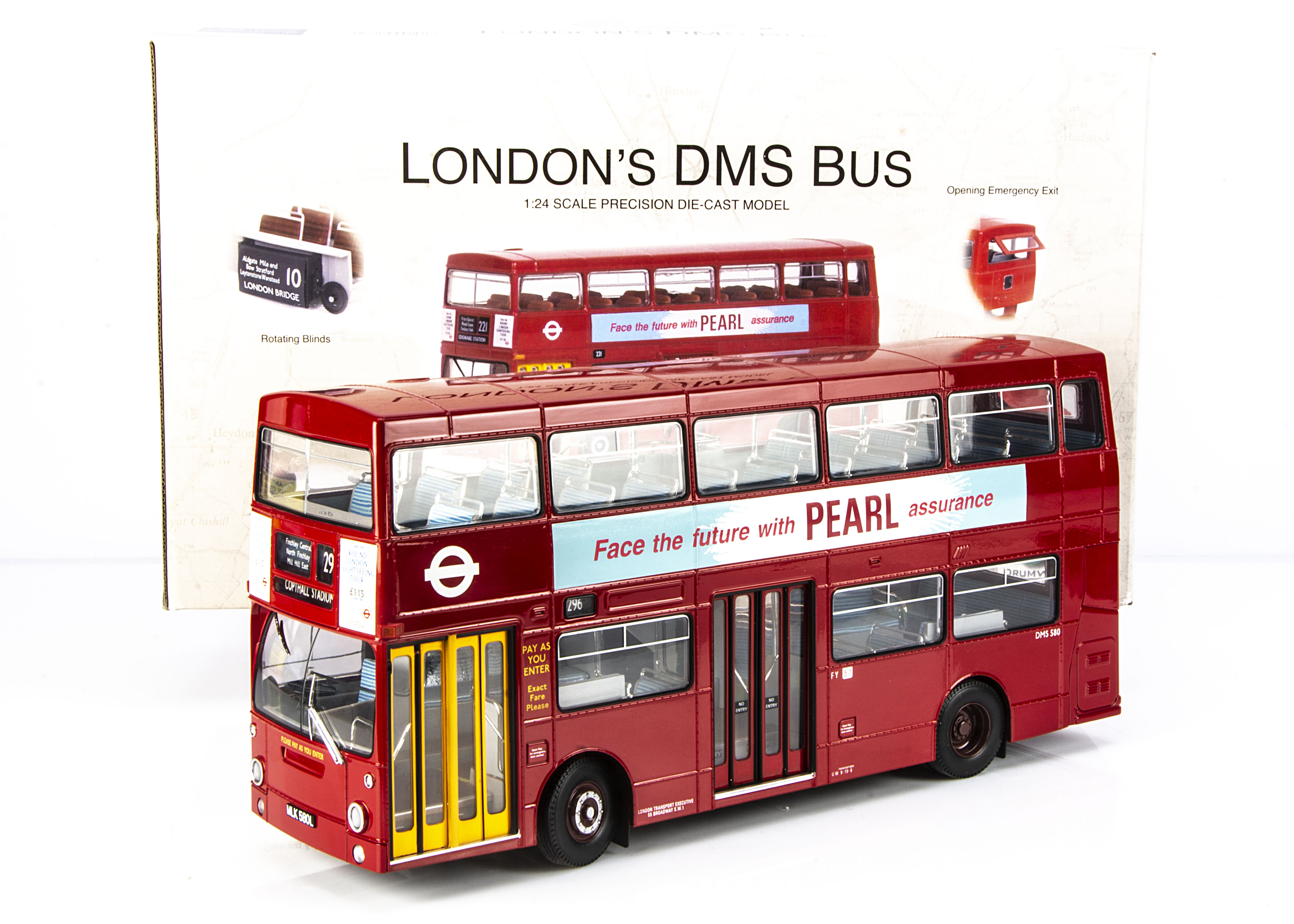 Lot 34 - Gilbow 1:24 Scale Diecast London's DMS Bus,