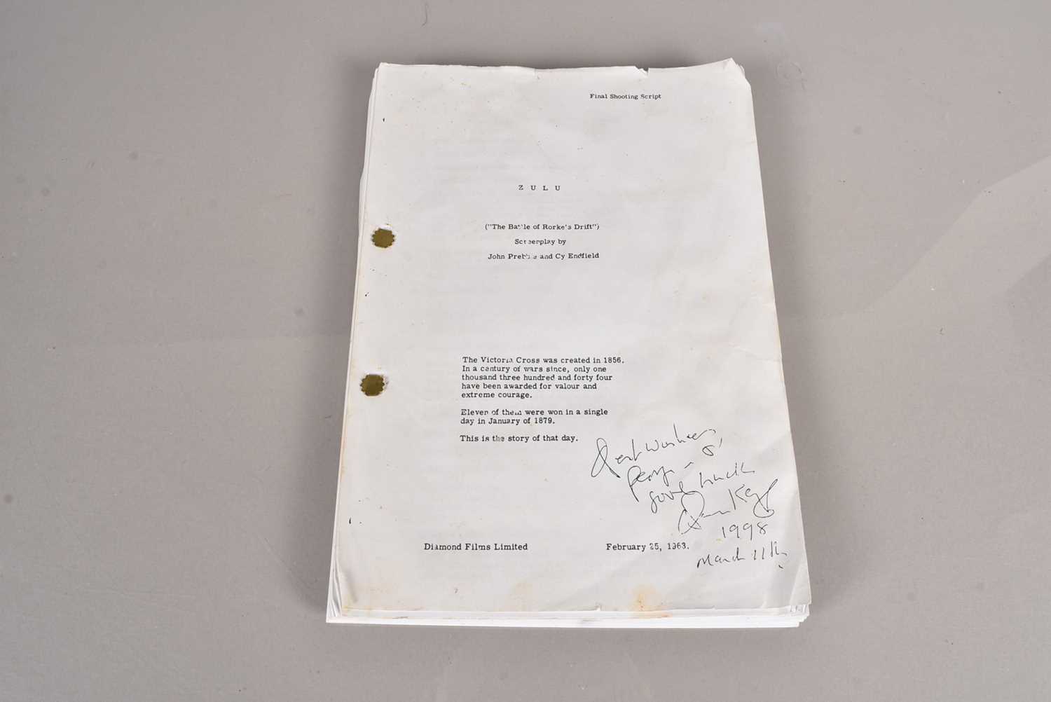 Lot 28 - A Copy of the Final Shooting Script of Zulu