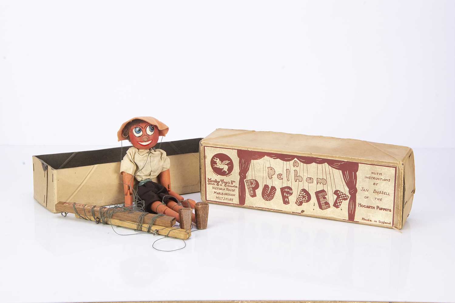 Lot 551 - A rare Pelham Wonky Toy Man string puppet,