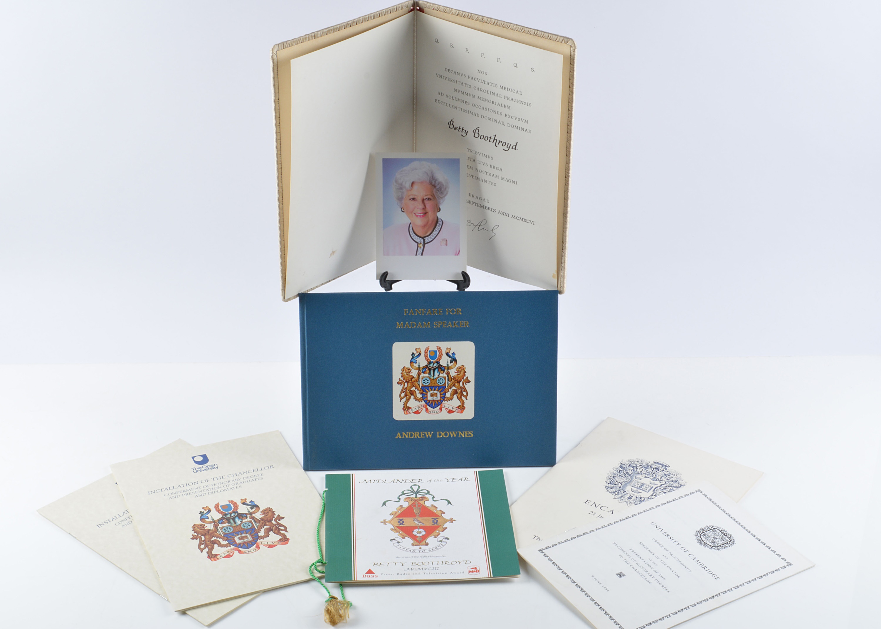 Lot 65 - Betty Boothroyd's Doctor of Laws Degree,