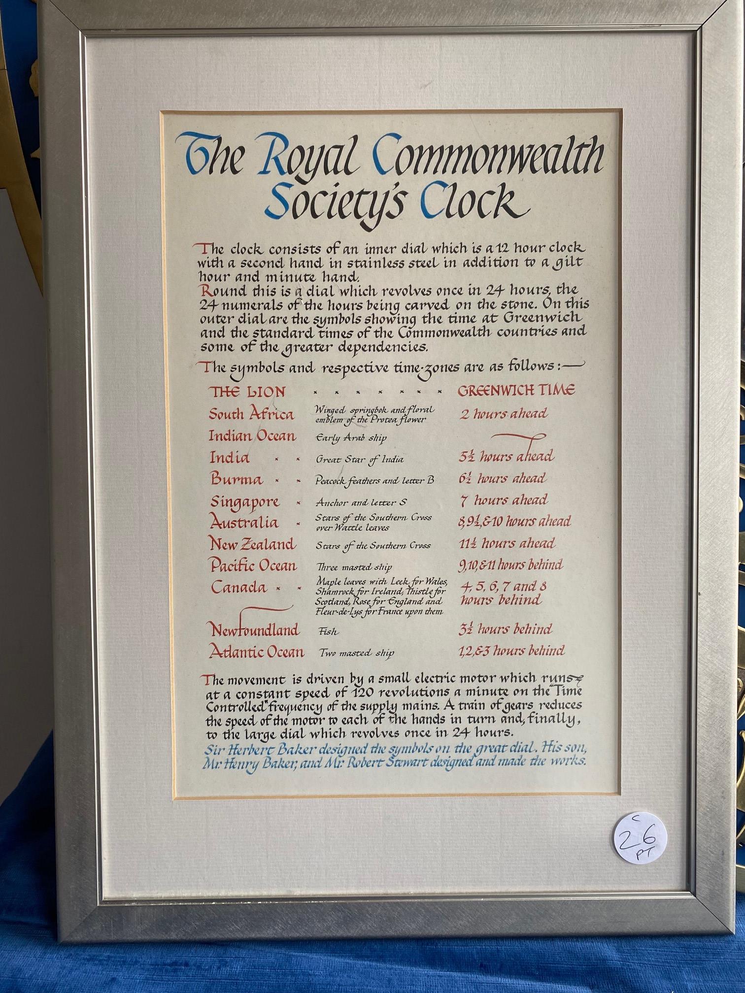 Lot 26 - The Royal Commonwealth Society's wall clock,