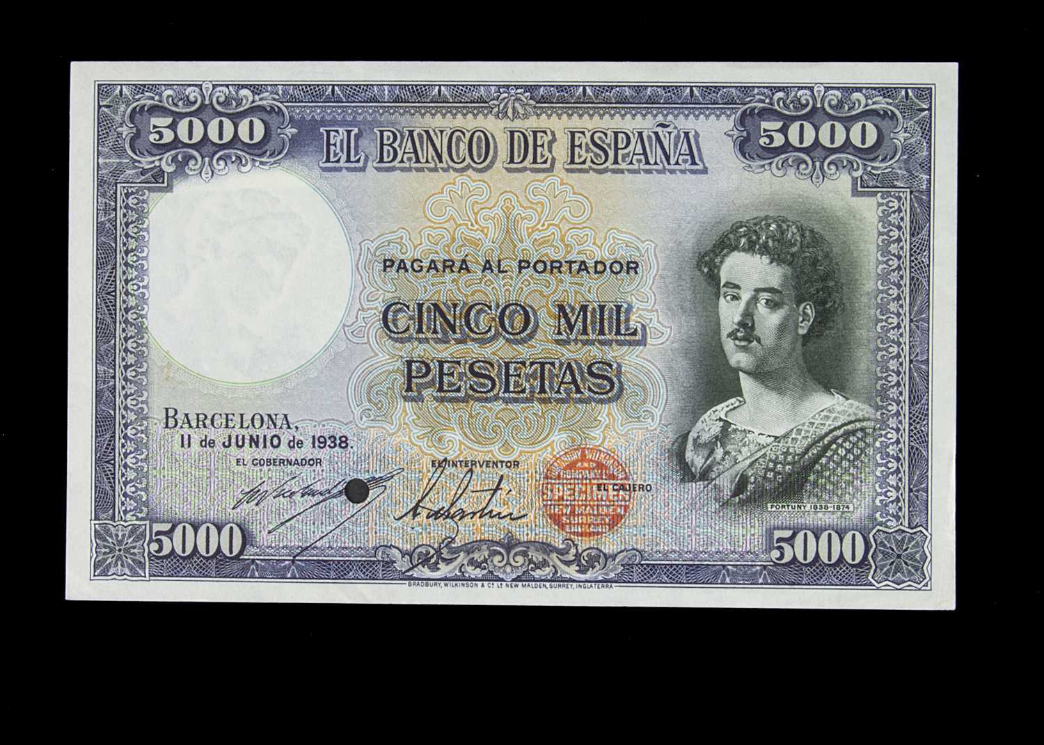 Lot 463 - Specimen Bank Note: Spain specimen 5000