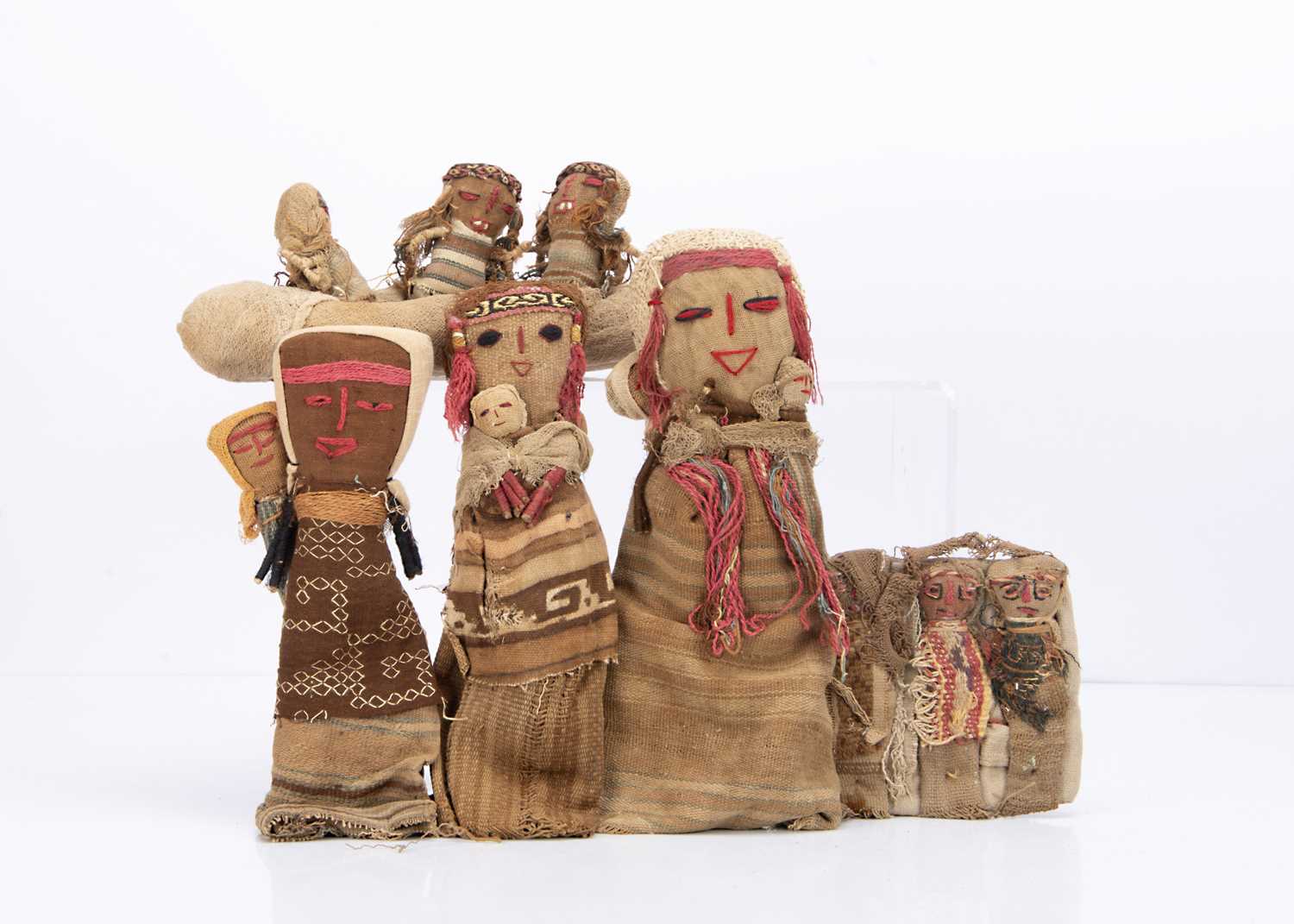 Lot 112 - Peruvian Chancay cloth burial dolls,