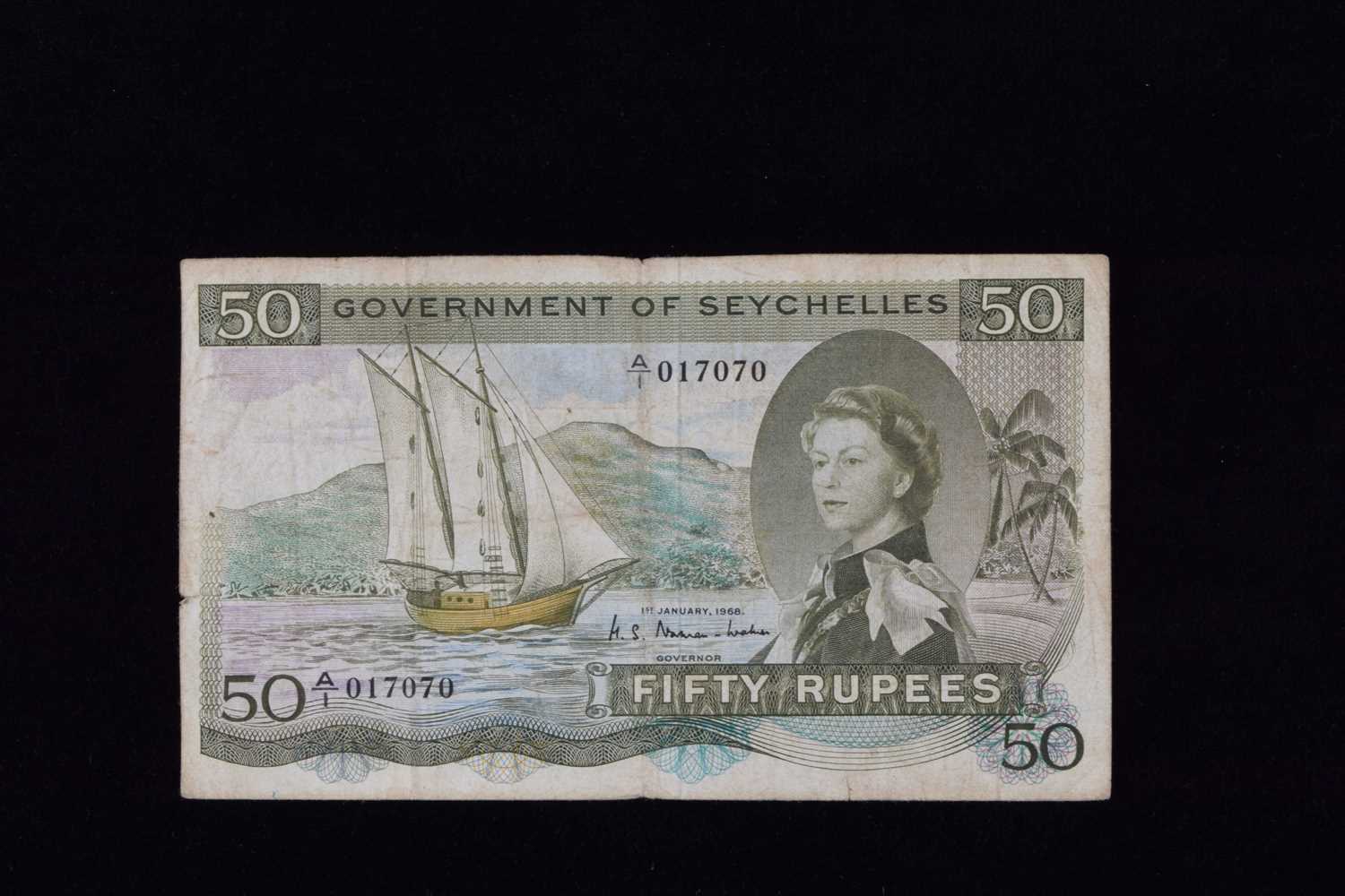 Lot 303 - Government of Seychelles 50 Rupees banknote,