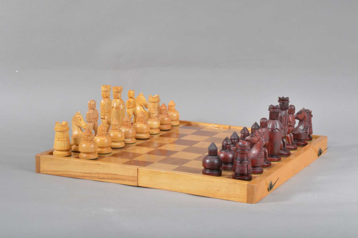 Lot 123 - A 1960's or 1970's wooden chess set and