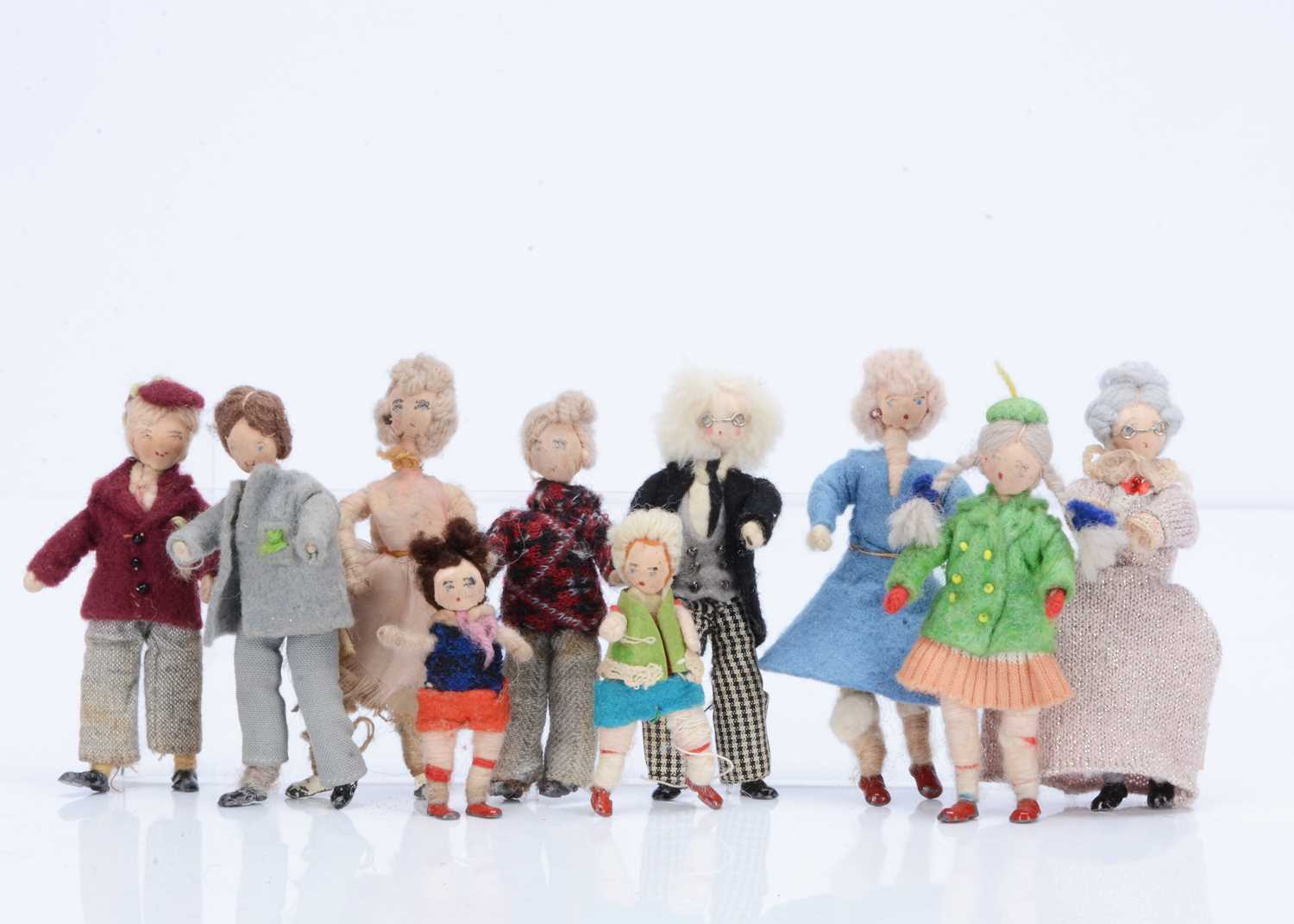 Lot 596 - Ten Grecon dolls’ house dolls,