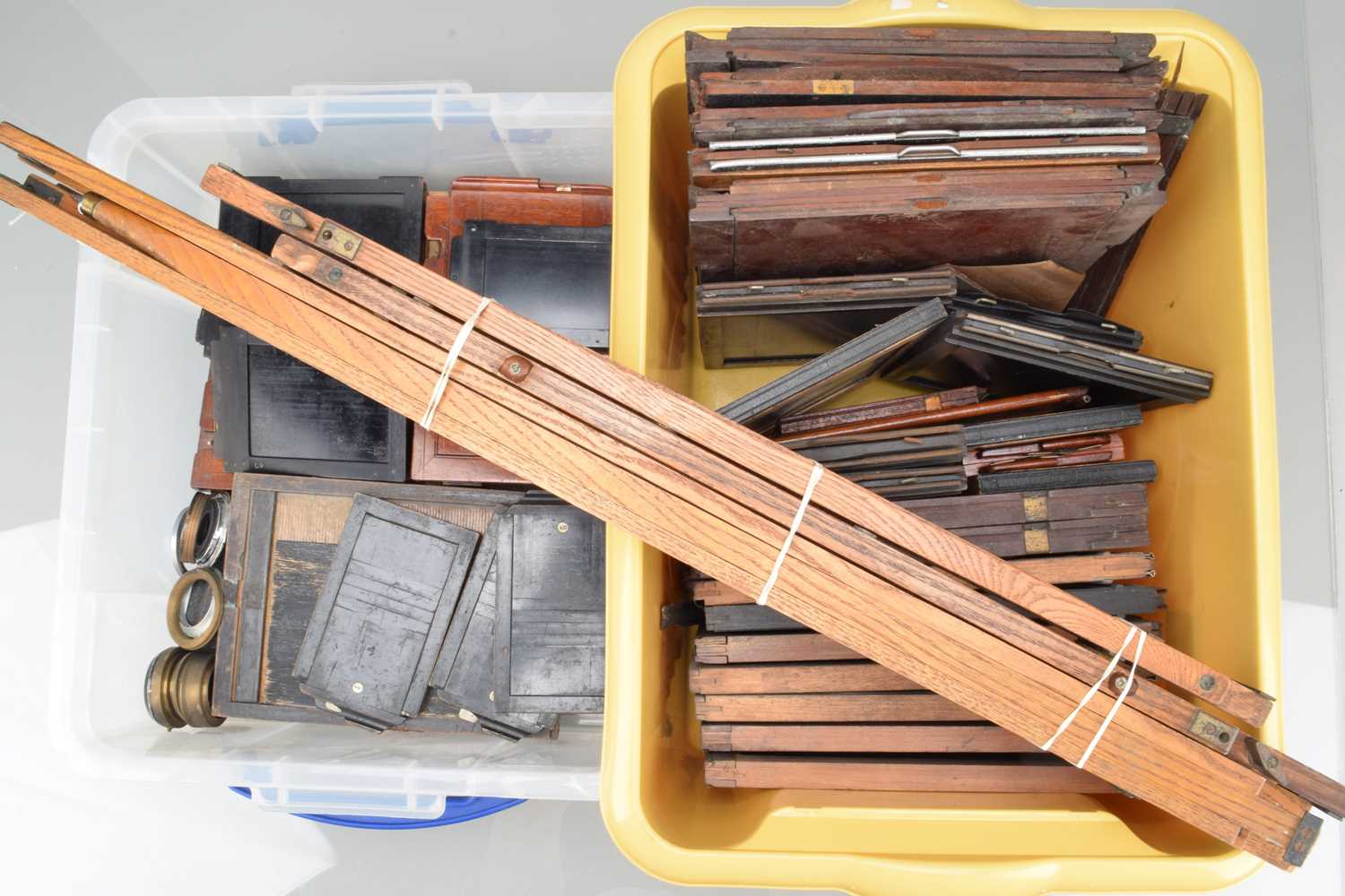 Lot 307 - Mahogany & Brass Camera Parts,