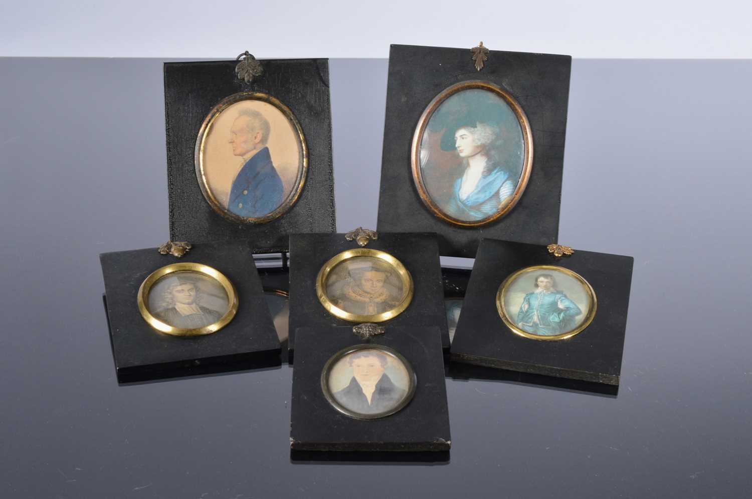 Lot 482 - Six portrait miniatures,