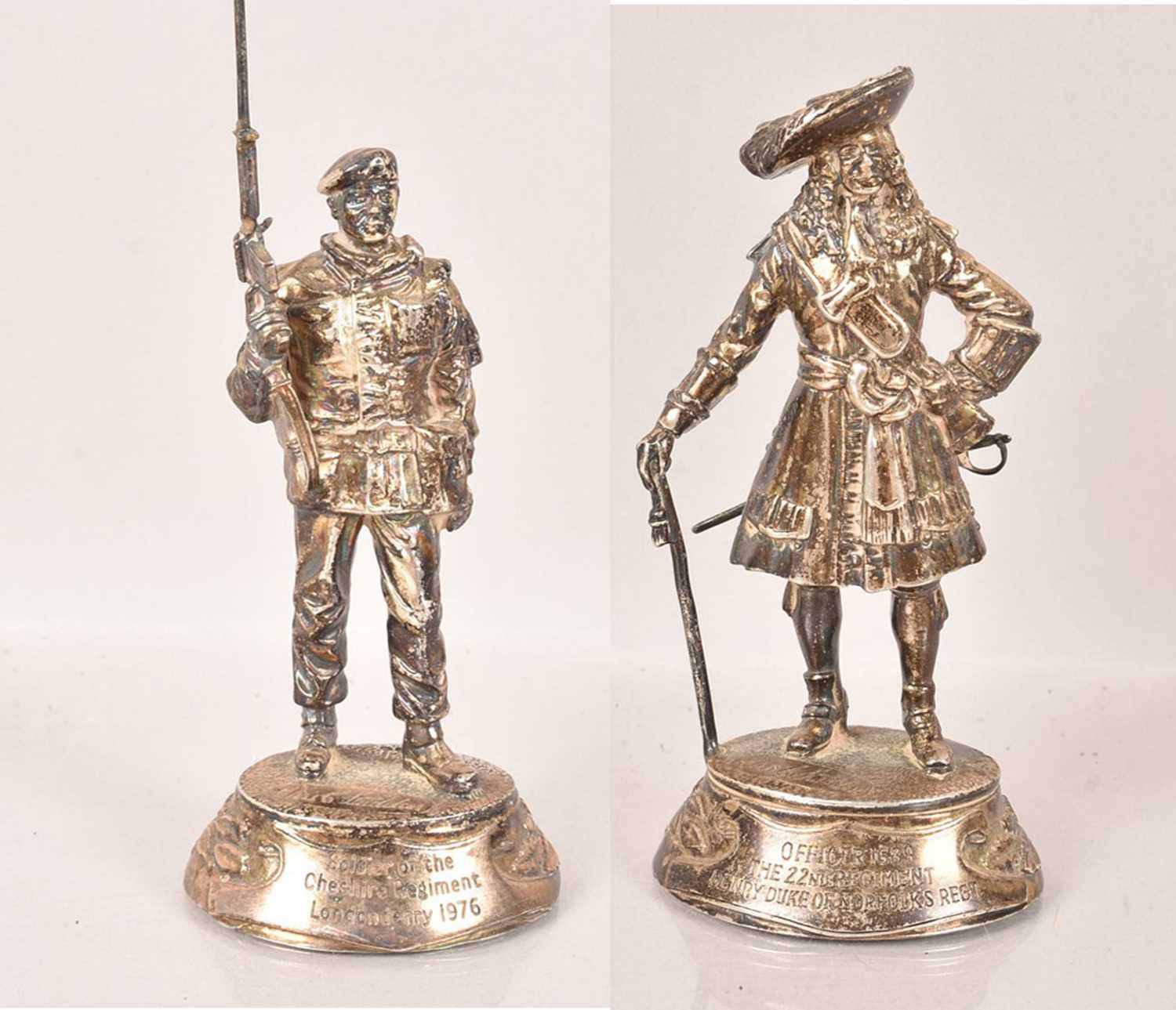 Lot 468 - Two 1970s silver military figures by Charles
