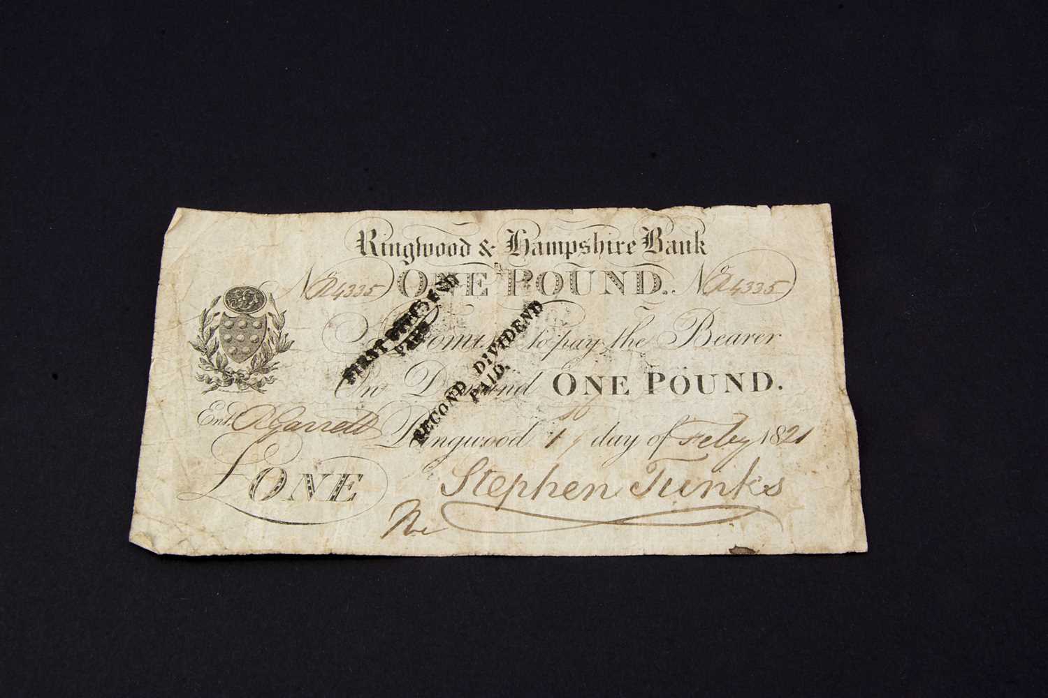 Lot 348 - An early 19th Century British £1 bank note,