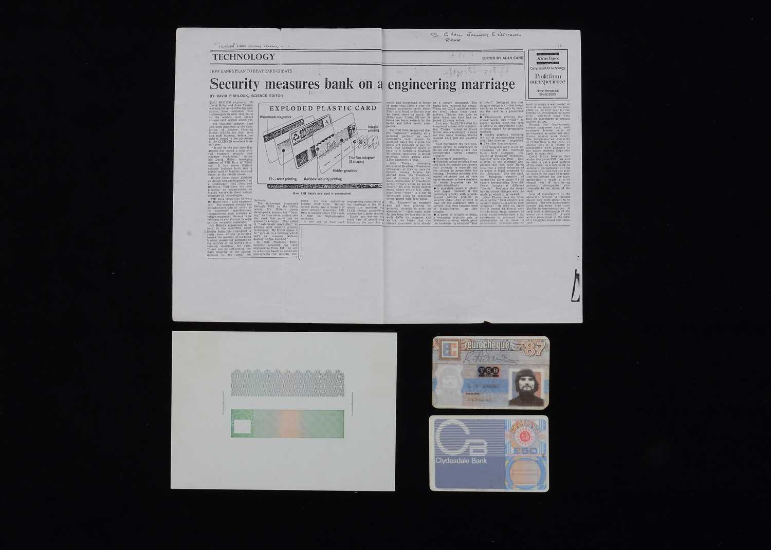 Lot 263 - Two 1980s prototype cheque guarantee cards,