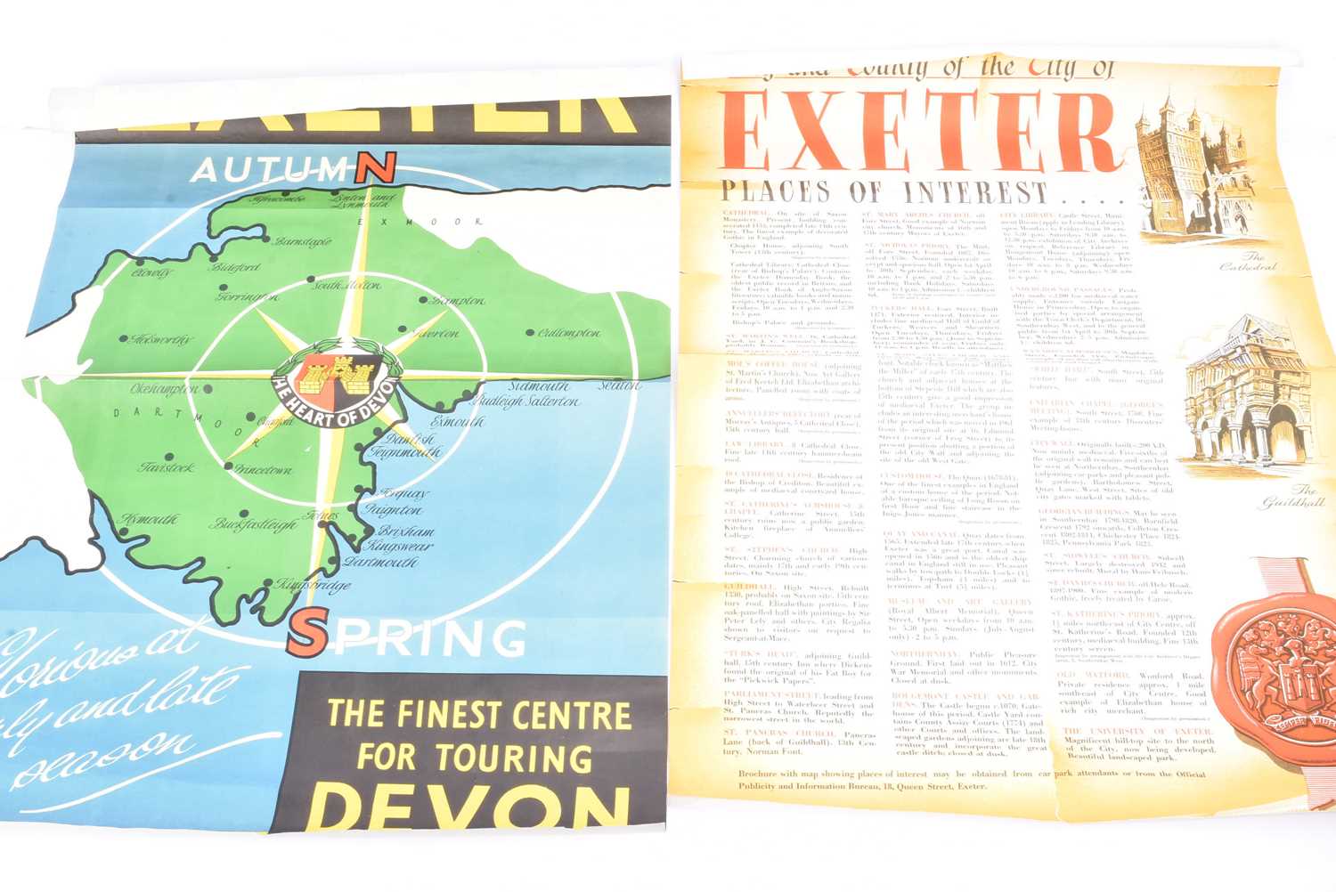 Lot 615 - Two Postwar Exeter Tourism Posters,
